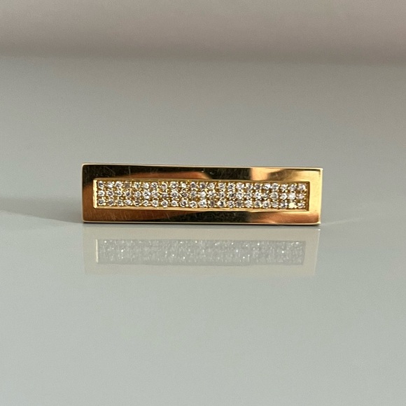 King Fook | Jewelry | Vintage 8k Gold Pave Diamond Rectangle Brooch Pin ...